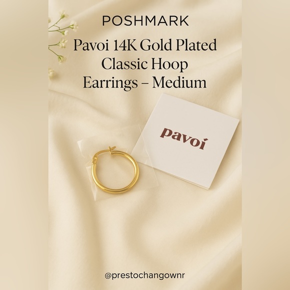 Pavoi | Jewelry | Pavoi 4k Gold Plated Classic Hoop Earrings Medium ...